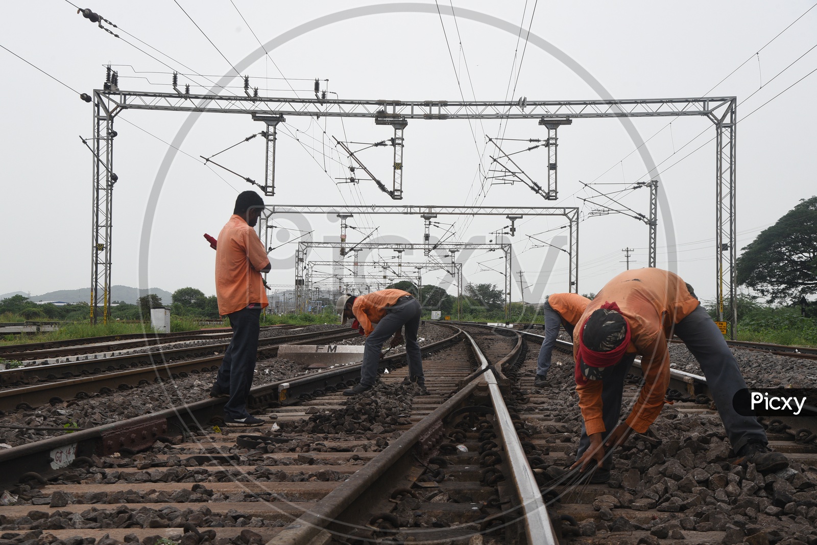 Image of Trackmen working on the railway tracks-PQ744746-Picxy