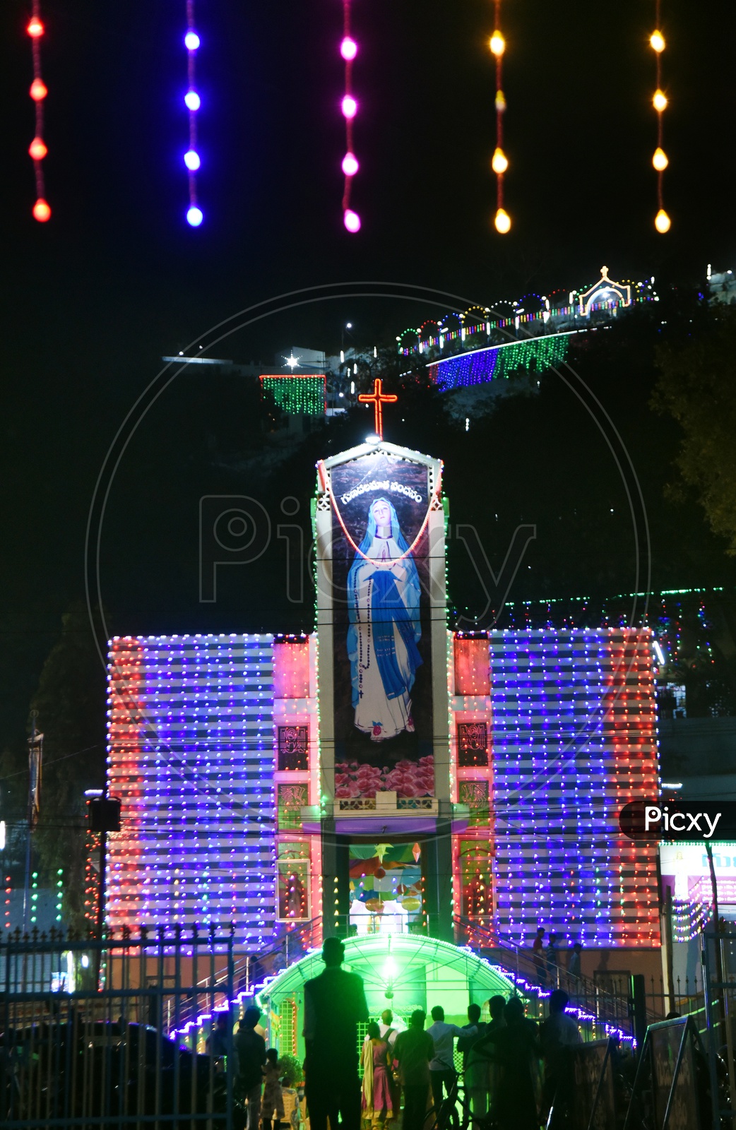 Image of Gunadala Marry Matha Shrine decorated with led lights-OU163171 ...