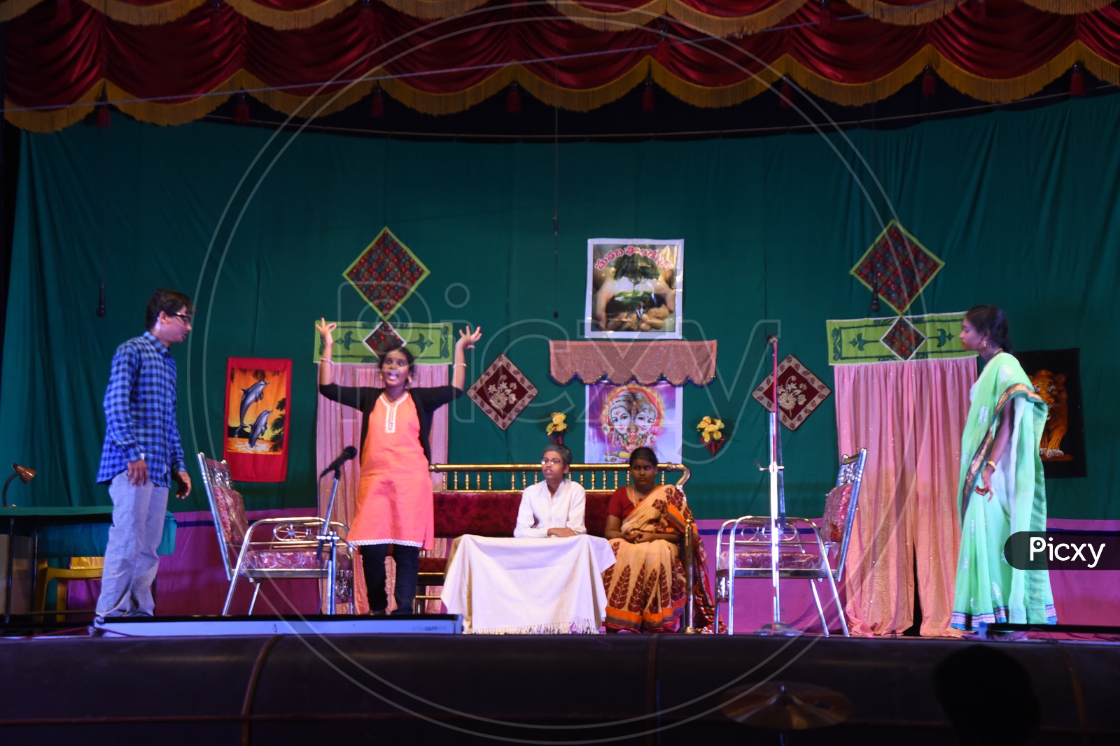 Image of Children enacting a play on the stage-WC798149-Picxy