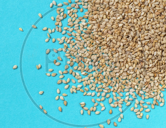 Image of Sesame Seeds on blue background-JL904762-Picxy