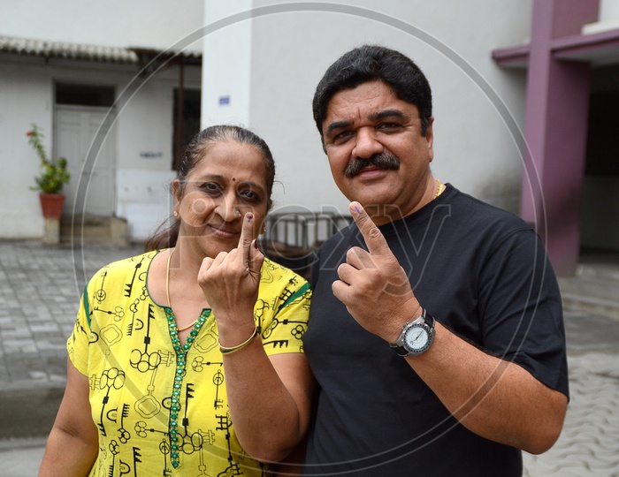 Image of Group Of Teenager Friends Showing Ink Marked Fingers Outside ...