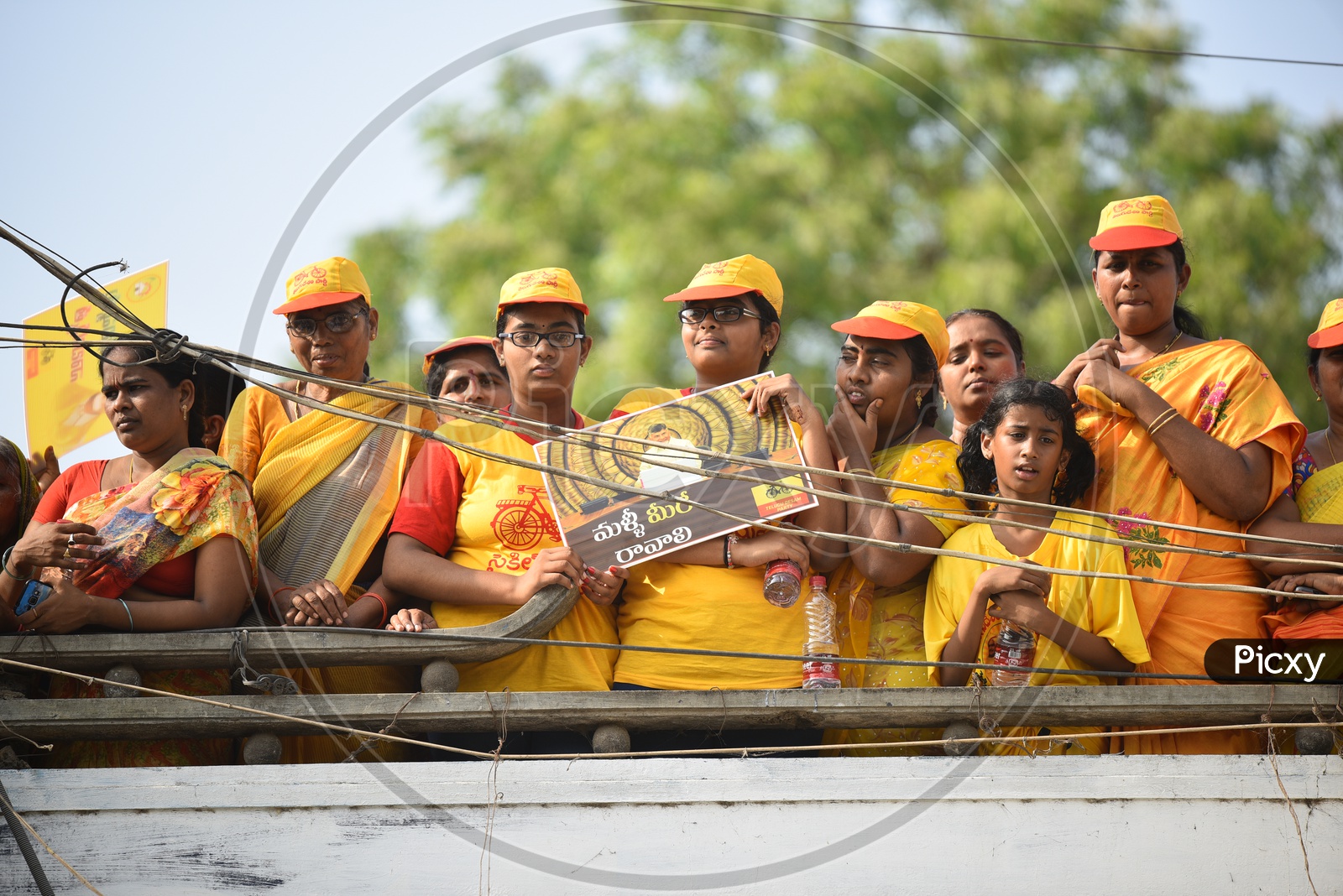 Image of TDP Party workers with Placards and flags in a rally ahead of ...
