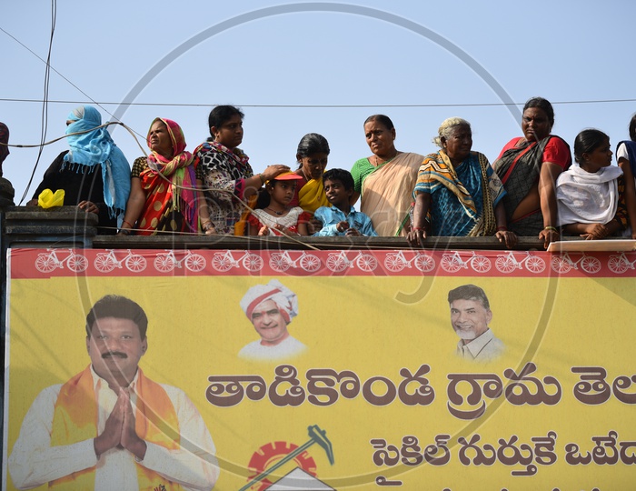 Image of TDP Party workers with Placards and flags in a rally ahead of ...