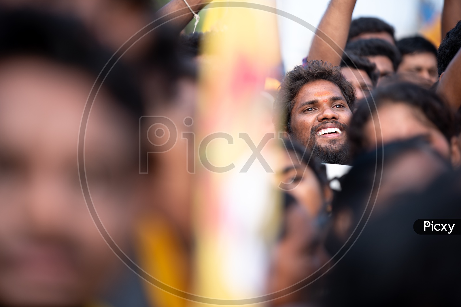Image of A Happy TDP Party Supporter In Crowd During Road Rally Meeting ...