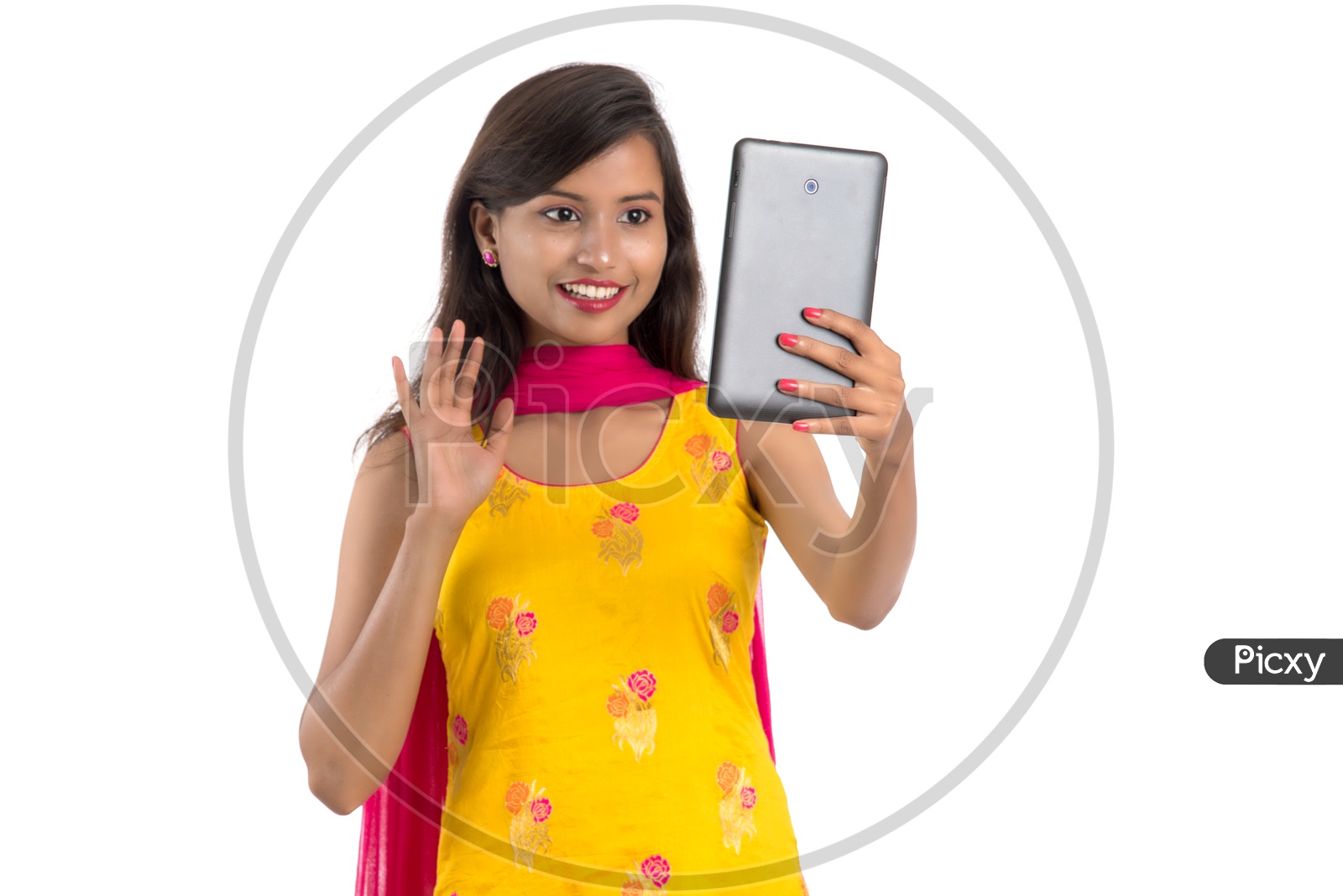 Image of Beautiful Indian Girl on Video Call In a Smart Phone-EA412663 ...