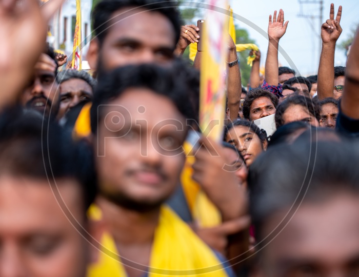 Image of Crowd Looking Curiously towards The Orator During TDP Election ...