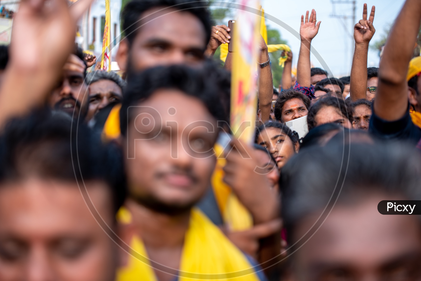 Image of Crowd Looking Curiously towards The Orator During TDP Election ...