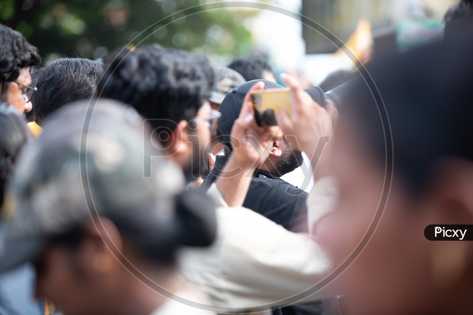 Image of Crowd Using Smart Phones For Taking Pictures in an election ...