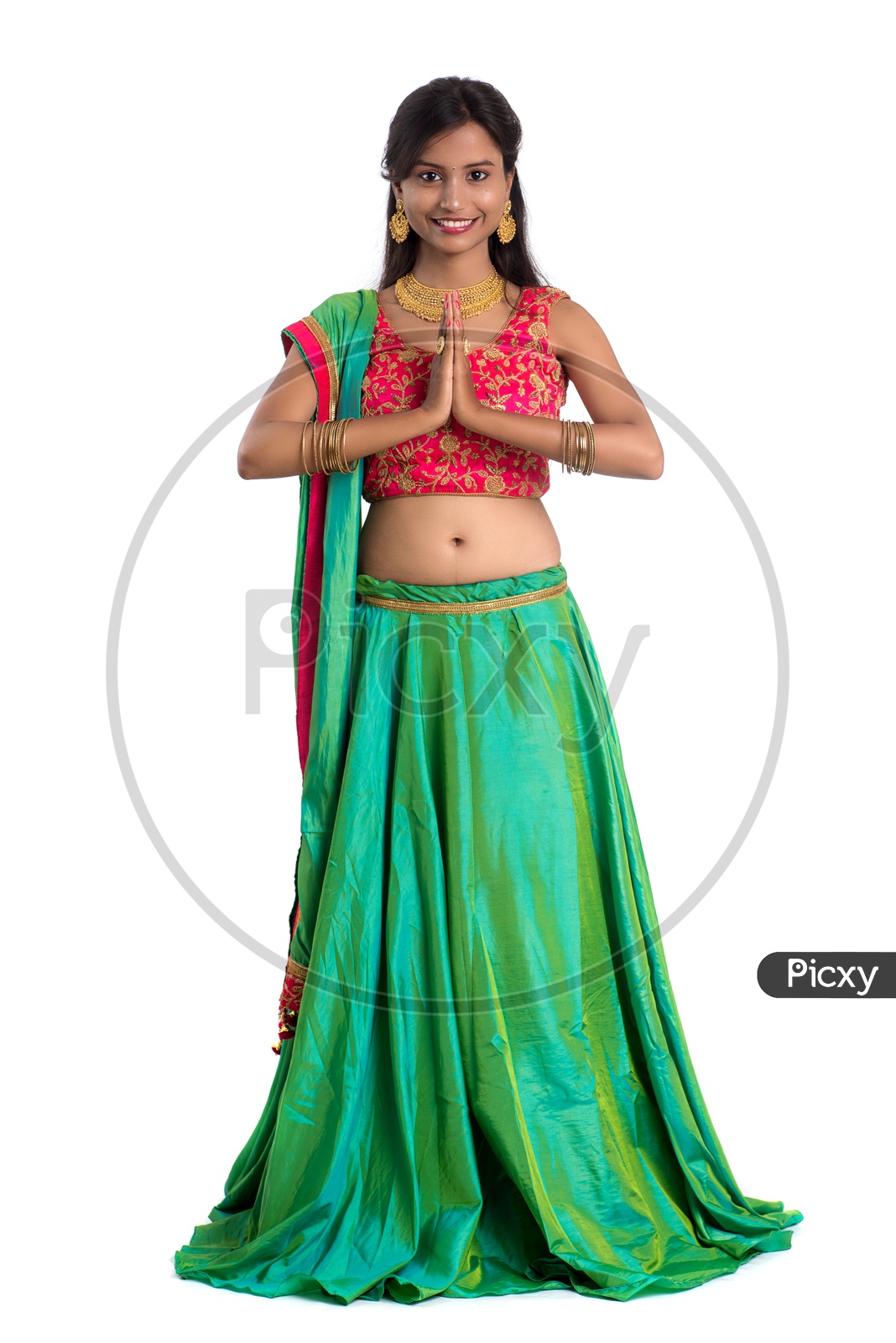 Image of Portrait Of a Happy Young Indian Traditional Woman Doing ...