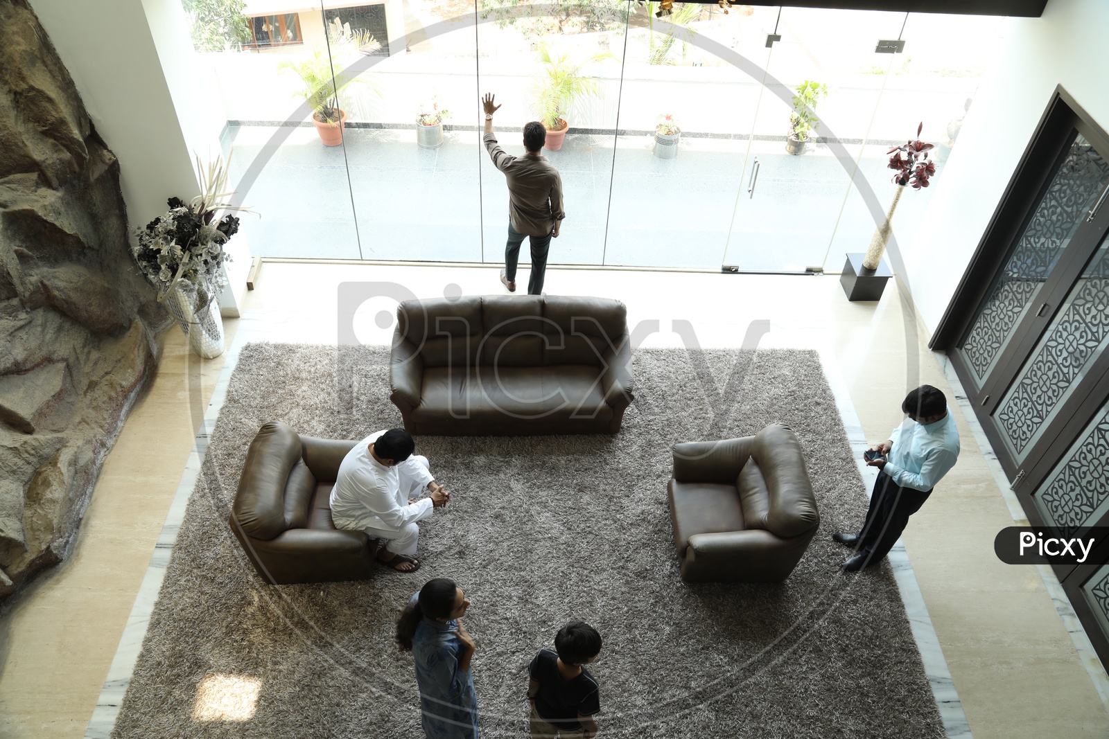 Image of Aerial View Of People In a House Living Room-YV228036-Picxy