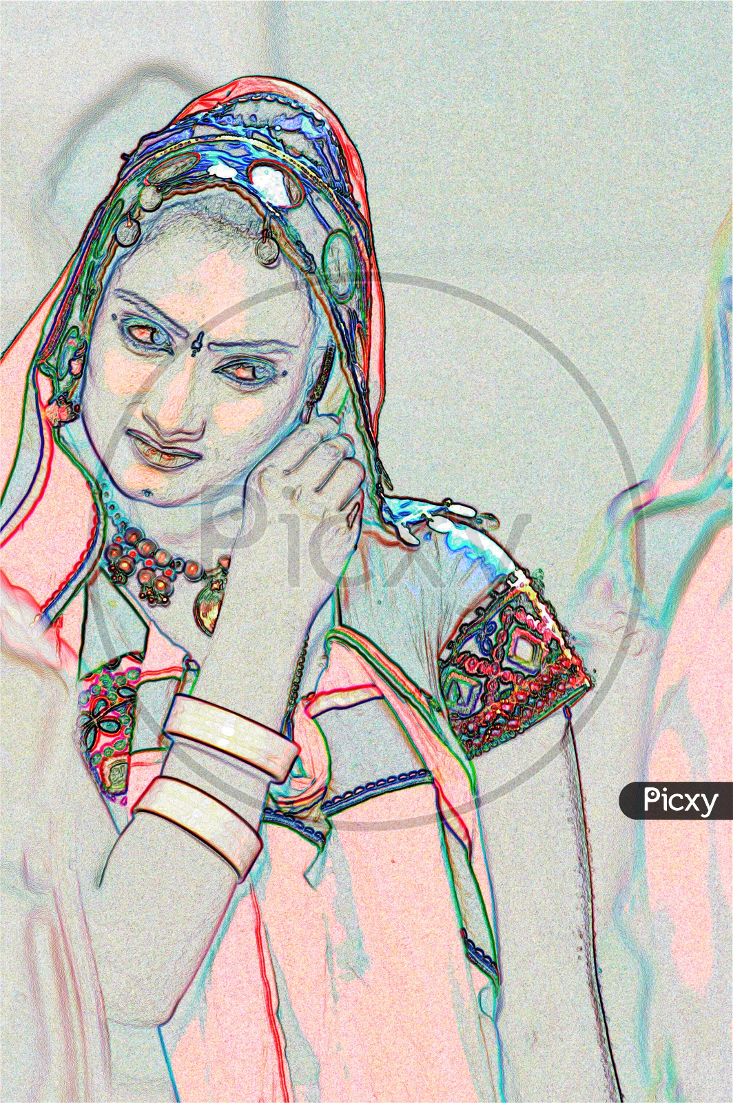 Image of Illustration of woman in Gagra Choli-GP388981-Picxy