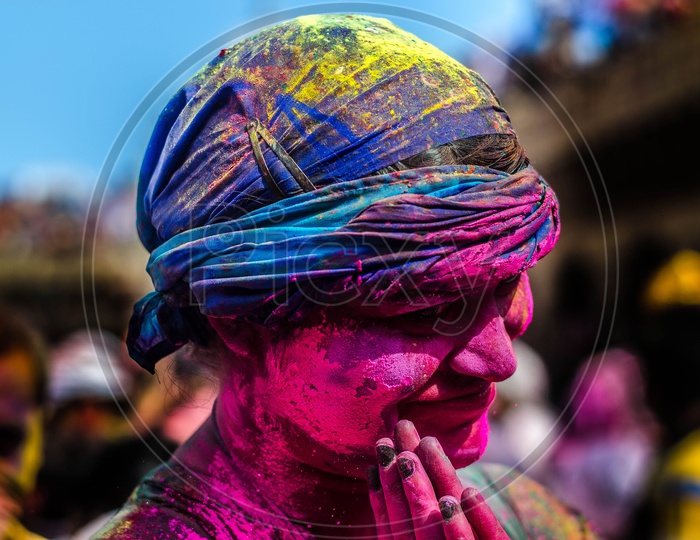 Image of Portrait of a women with colored face-CD632123-Picxy