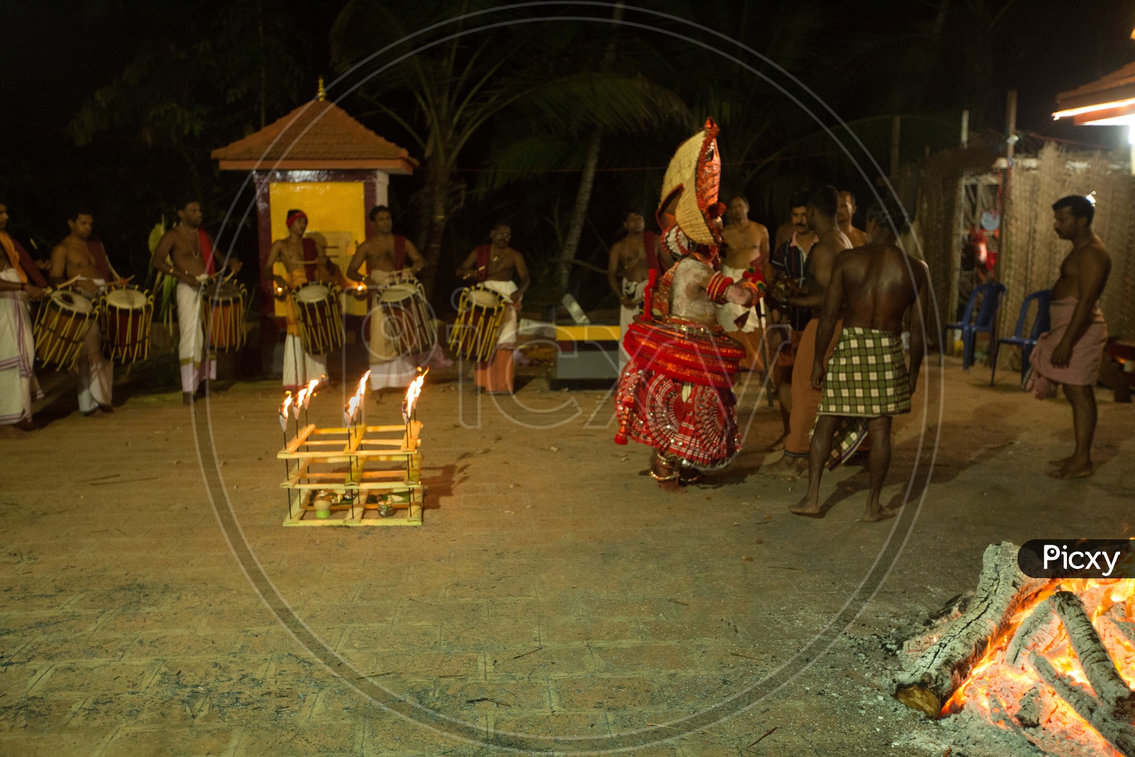 Image of Theyyam Artists Performing At Bhagawathi Amman Temples As a a ...