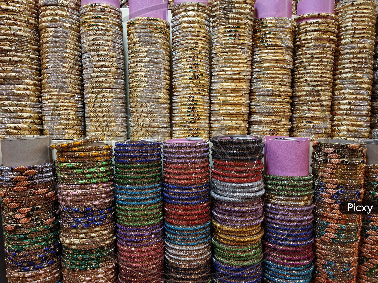 Image of Bangles In Rows At a Vendor Stall-KL316704-Picxy