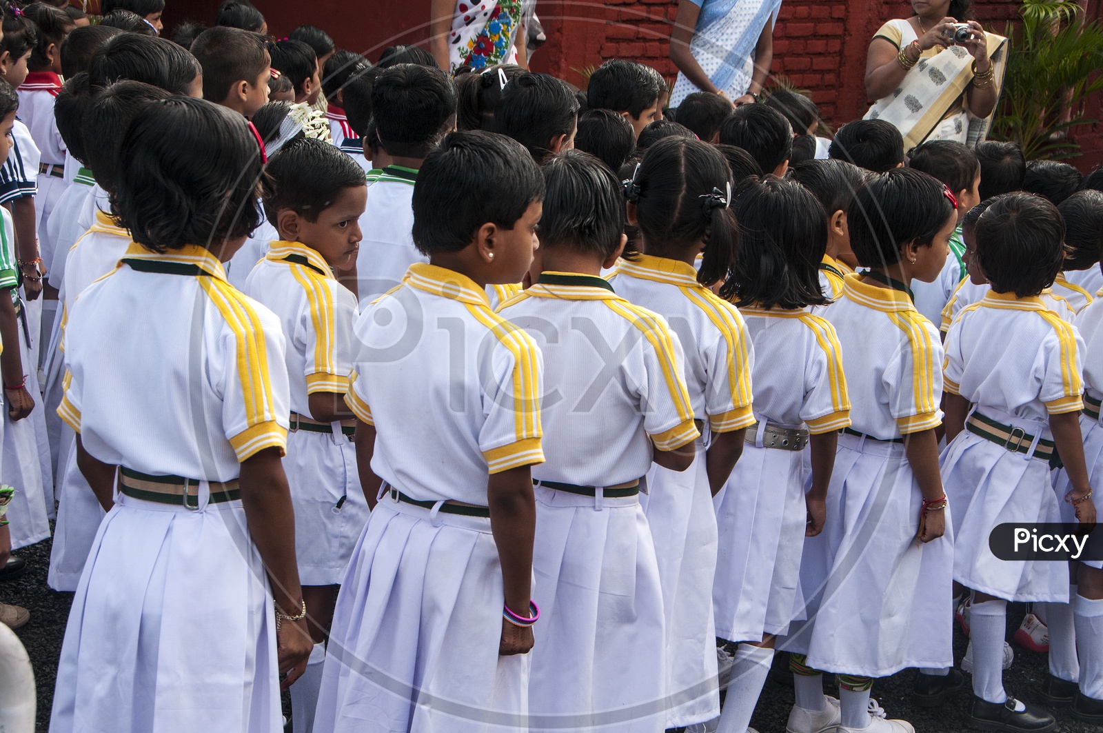Image of School Children Standing in Lines During Assembly Sessions in ...