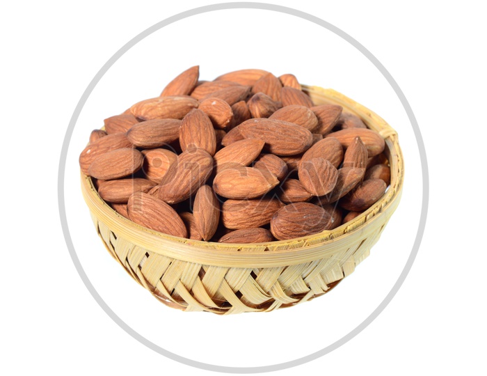 Image of Almonds/ Badam pappu on a white background.-LF153277-Picxy