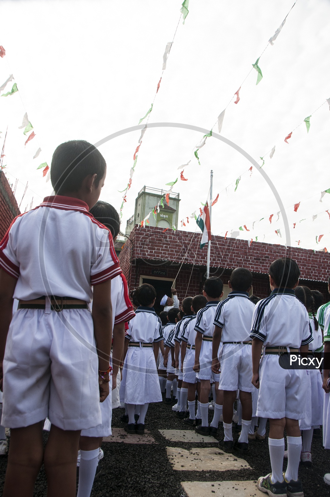 Image of School Children Standing in Lines During Assembly Sessions in ...