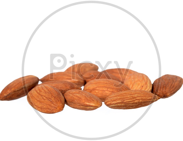 Image of Almonds Or Badam Nuts Scattered on An Isolated White ...