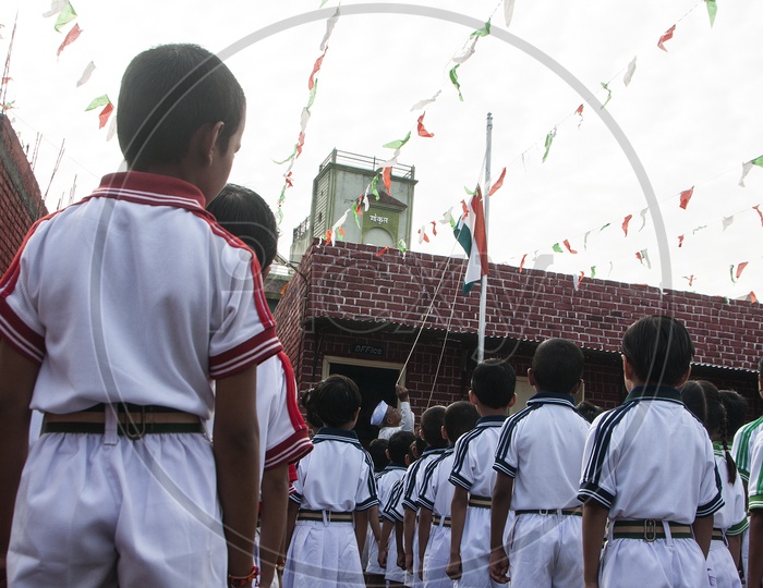 Image of School Children Standing in Lines During Assembly Sessions in ...