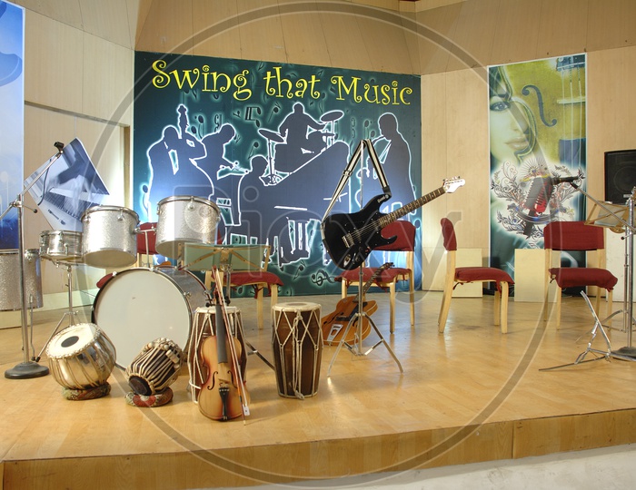 Image of Music Band Instruments on a Stage-RH190071-Picxy