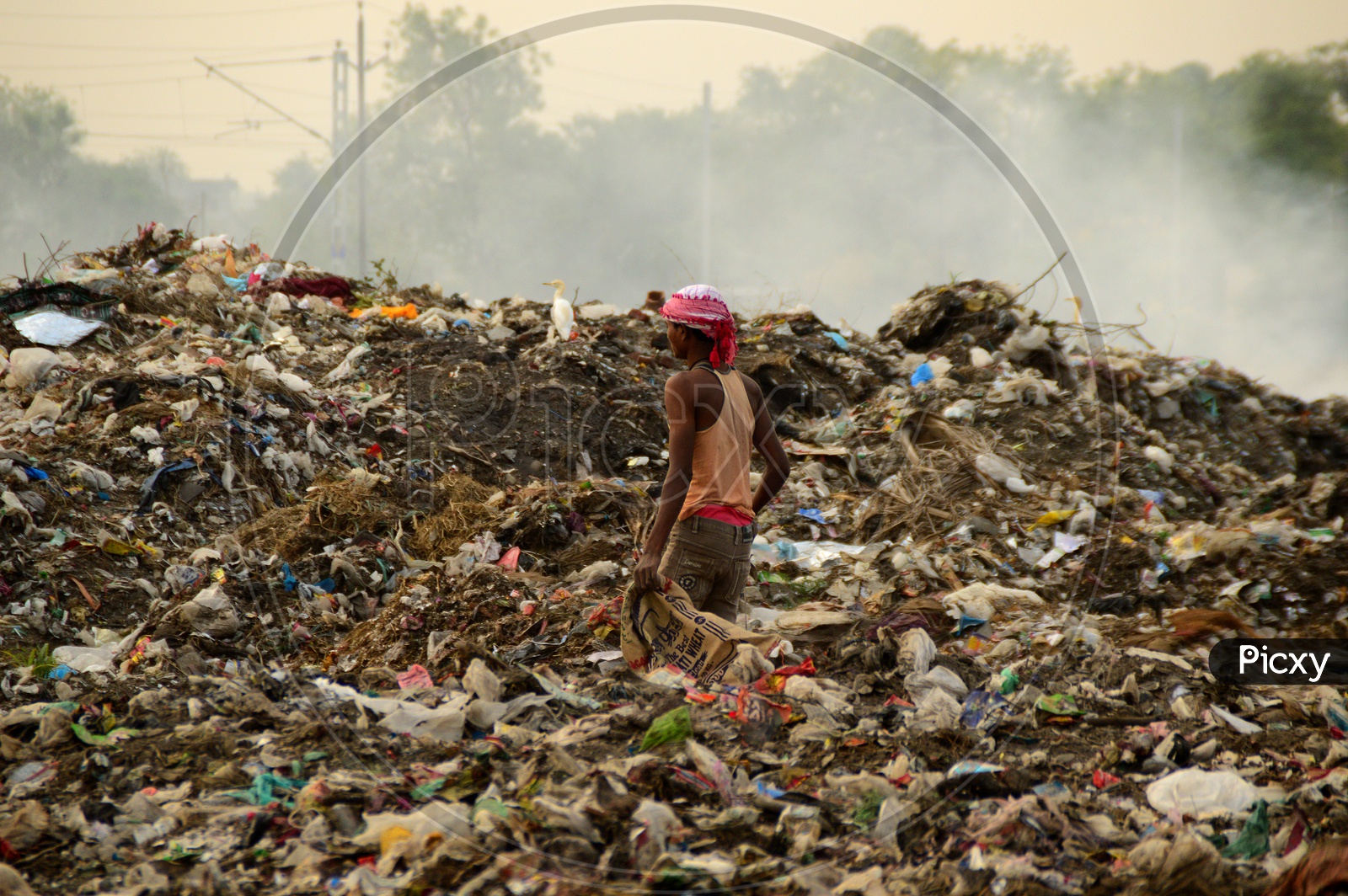 Image of Unidentified Rag Pickers Collecting Recyclable Materials From Garbage Dump Yard ...