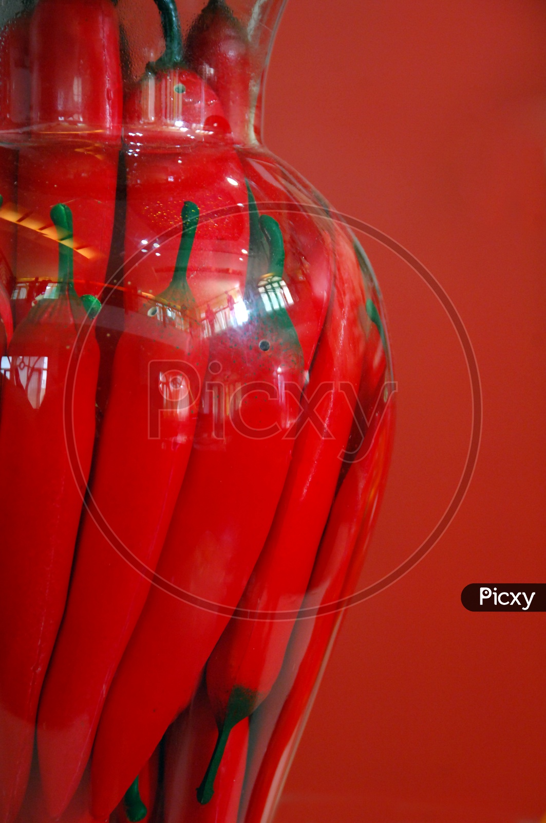 Image of A Glass Vase With Red Chili-YR183491-Picxy