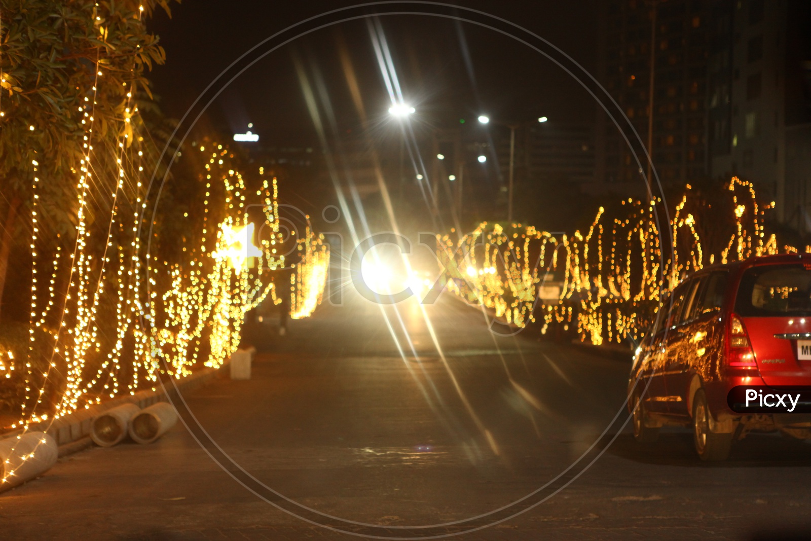 Image of Street Decorated With Led Serial Lights-AD140625-Picxy