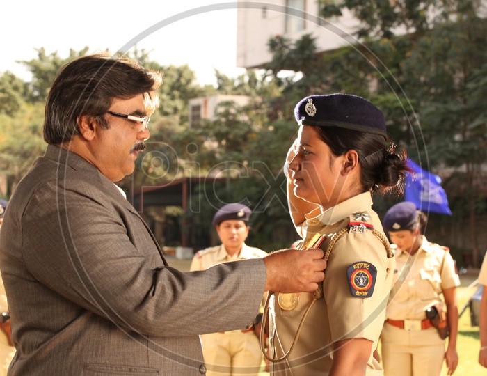 Image of Young Woman Or Lady Police Receiving Gallantry Award From ...