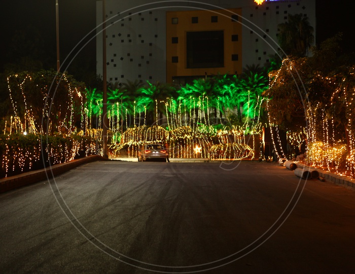 Image of Decorated serial lights of a building-DL862756-Picxy