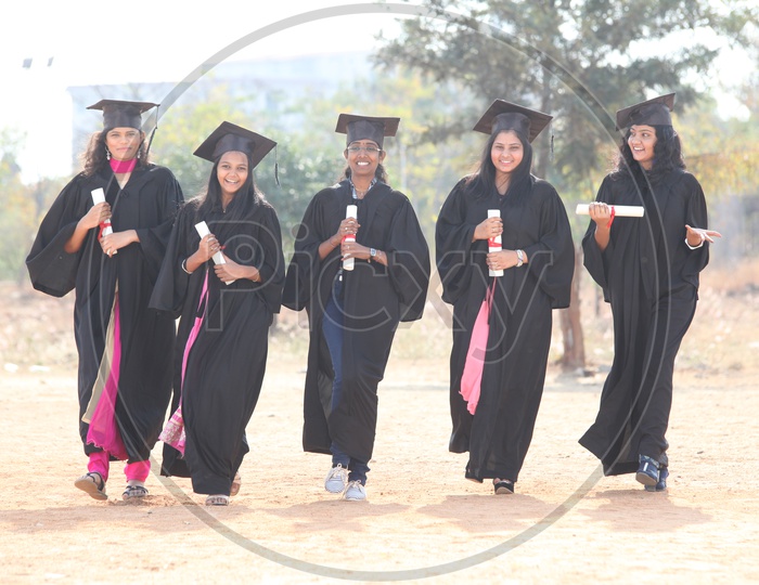 Image of Young Indian Girls On Graduation Day Dress-QL010707-Picxy