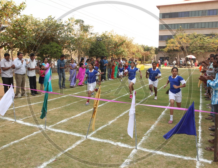 Image of Young Girls Participating in School Athletic Meet or Sports ...