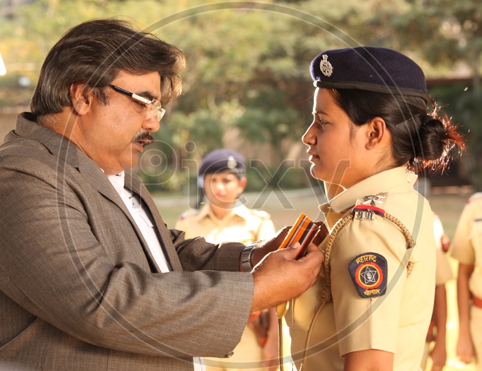 Image of Young Woman Or Lady Police Receiving Gallantry Award From ...