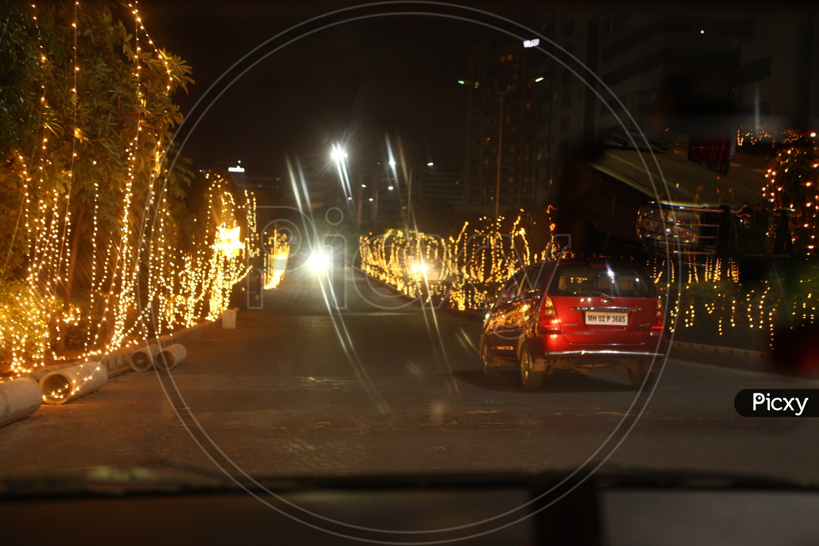 Image of Street Decorated With Led Serial Lights-VM264348-Picxy
