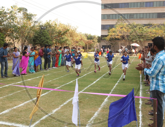 Image of Young Girls Participating in School Athletic Meet or Sports ...