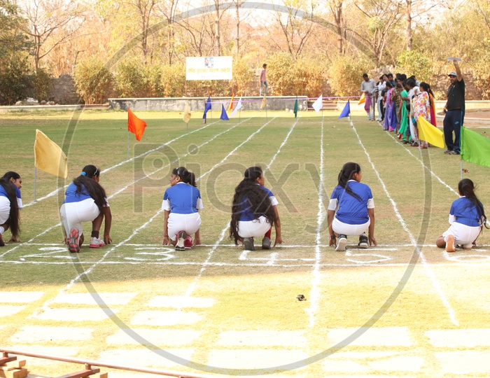 Image of Indian school Girls Participating In Sports Meet or Athletic ...