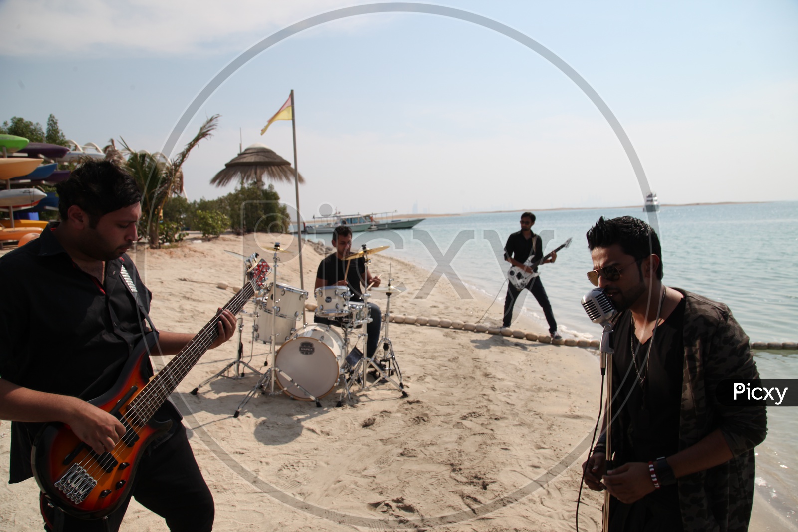 Image of A Band Performing On a Beach-GE043638-Picxy