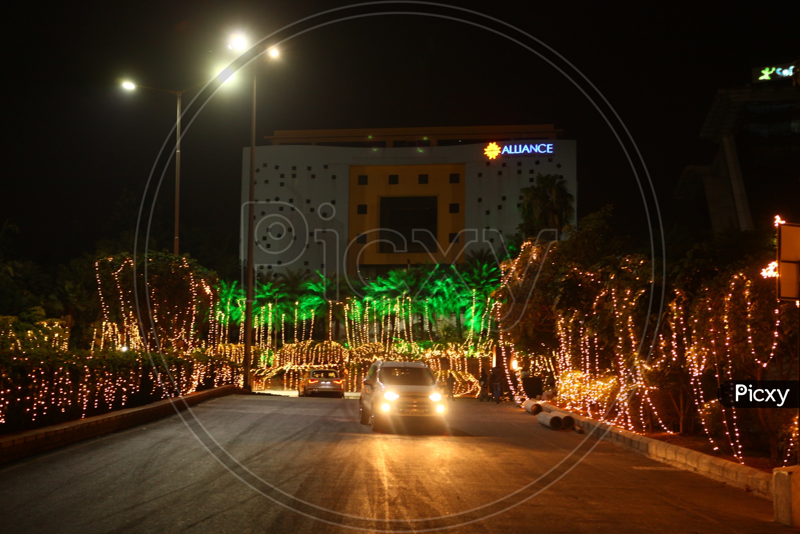 Image of Street Decorated With Led Serial Lights-KJ225910-Picxy