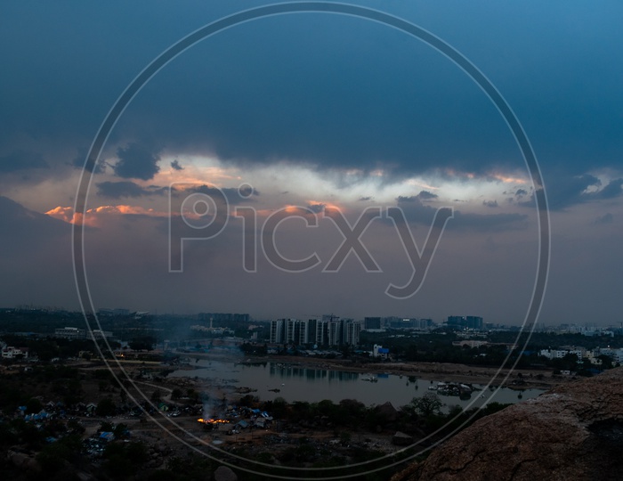 Image of City view from Khajaguda hills, Manikonda, Hyderabad.-PA154980 ...