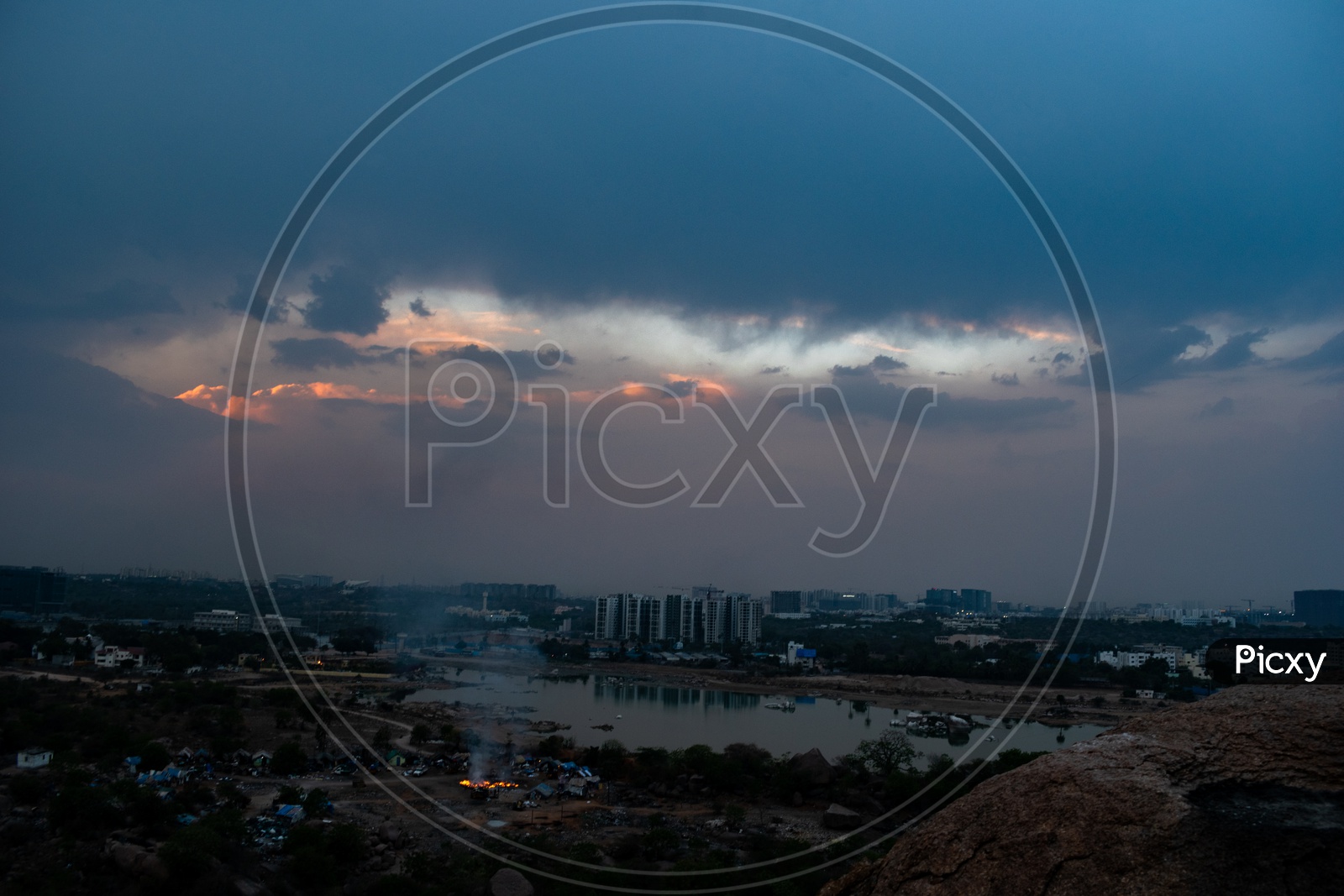 Image of City view from Khajaguda hills, Manikonda, Hyderabad.-PA154980 ...