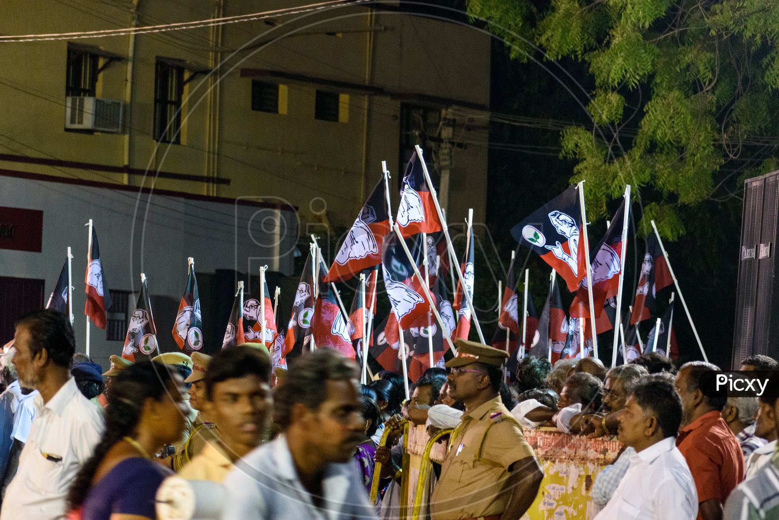 Image of ADMK Party cadres with ADMK Flag for loksabha election ...