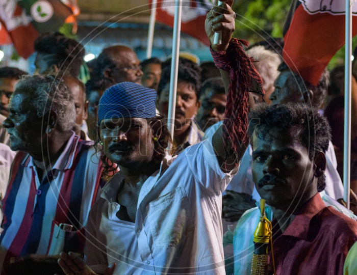 Image of ADMK cadre with ADMK Flag in Election campaign for Loksabha at ...