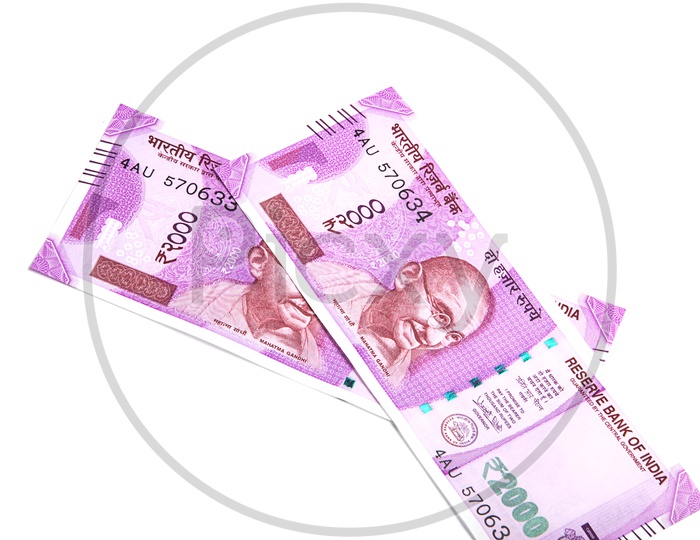 Image of Indian New Currency Note Of 2000 Rupees On An Isolated White ...