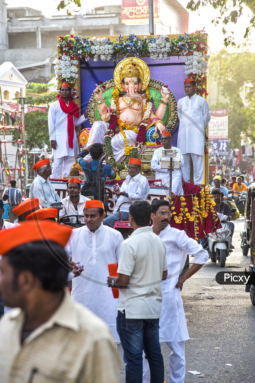 Image of Indian Hindu God Procession Of Lord Ganesh On Ganesh ...