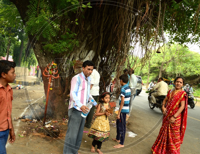 Image of People offering prayers at Sacred tree of Hindus-HG718278-Picxy