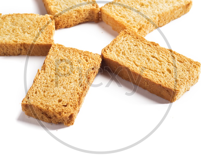 Image of Indian Roasted Bread Or Rusk , A Tea Time Snack On an Isolated ...