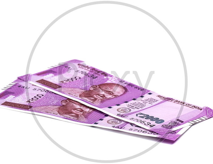 Image of Indian New Currency Note Of 2000 Rupees On An Isolated White ...