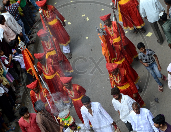 Image of Indian Hindu Devotees As a Procession On the Streets Of Napur ...