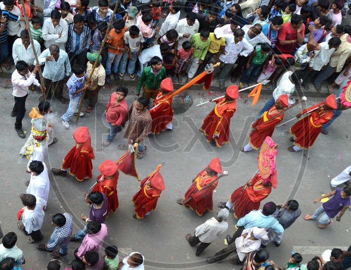 Image of Indian Hindu Devotees As a Procession On the Streets Of Napur ...