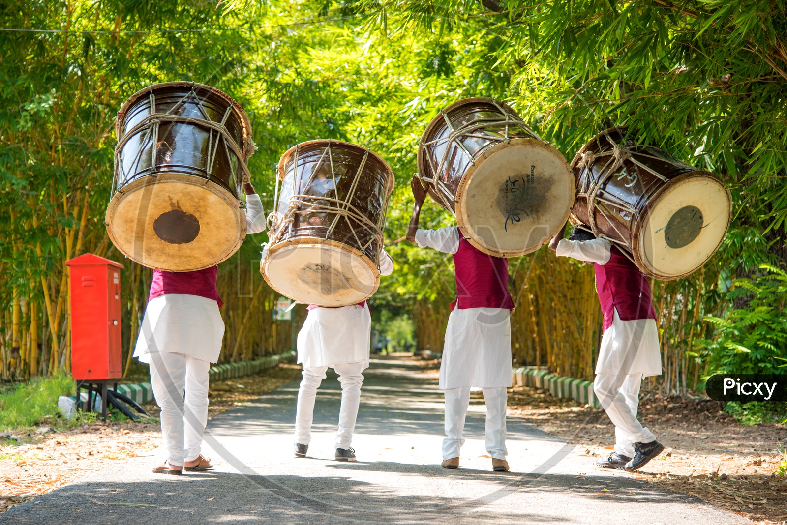 Image of Great Maratha Dol Tasha Pathaks With Drums In a Local Park ...