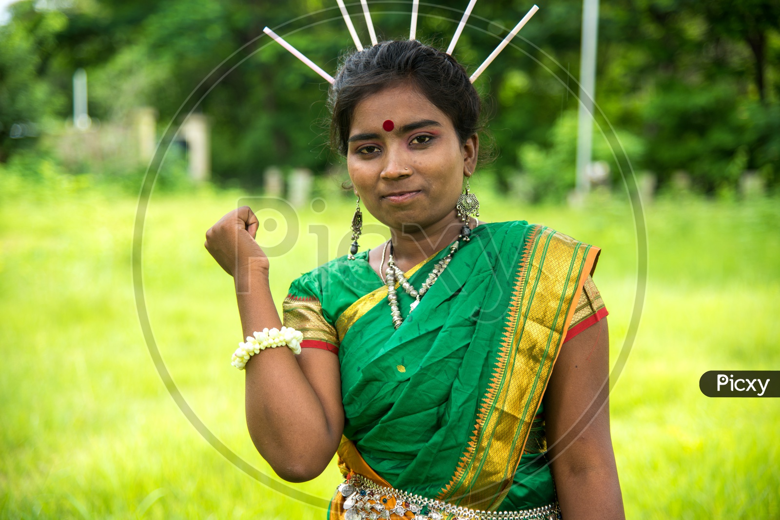 Image of Tribal Woman Wearing Tribal Dress And Performing The Folk ...
